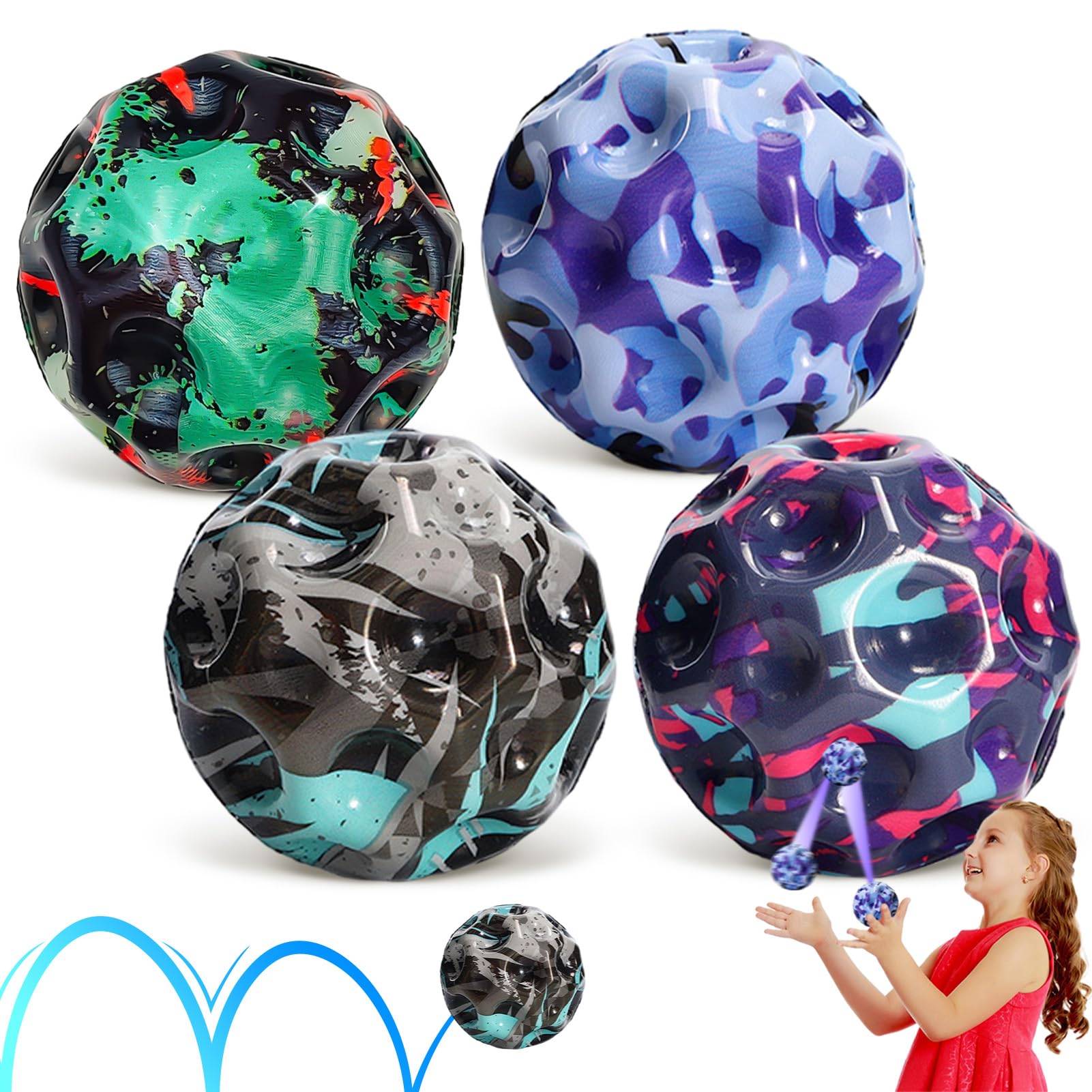 Buy Bgtljkd 4-Piece Astro Jump Balls - High Bounce Space Balls for Kids ...