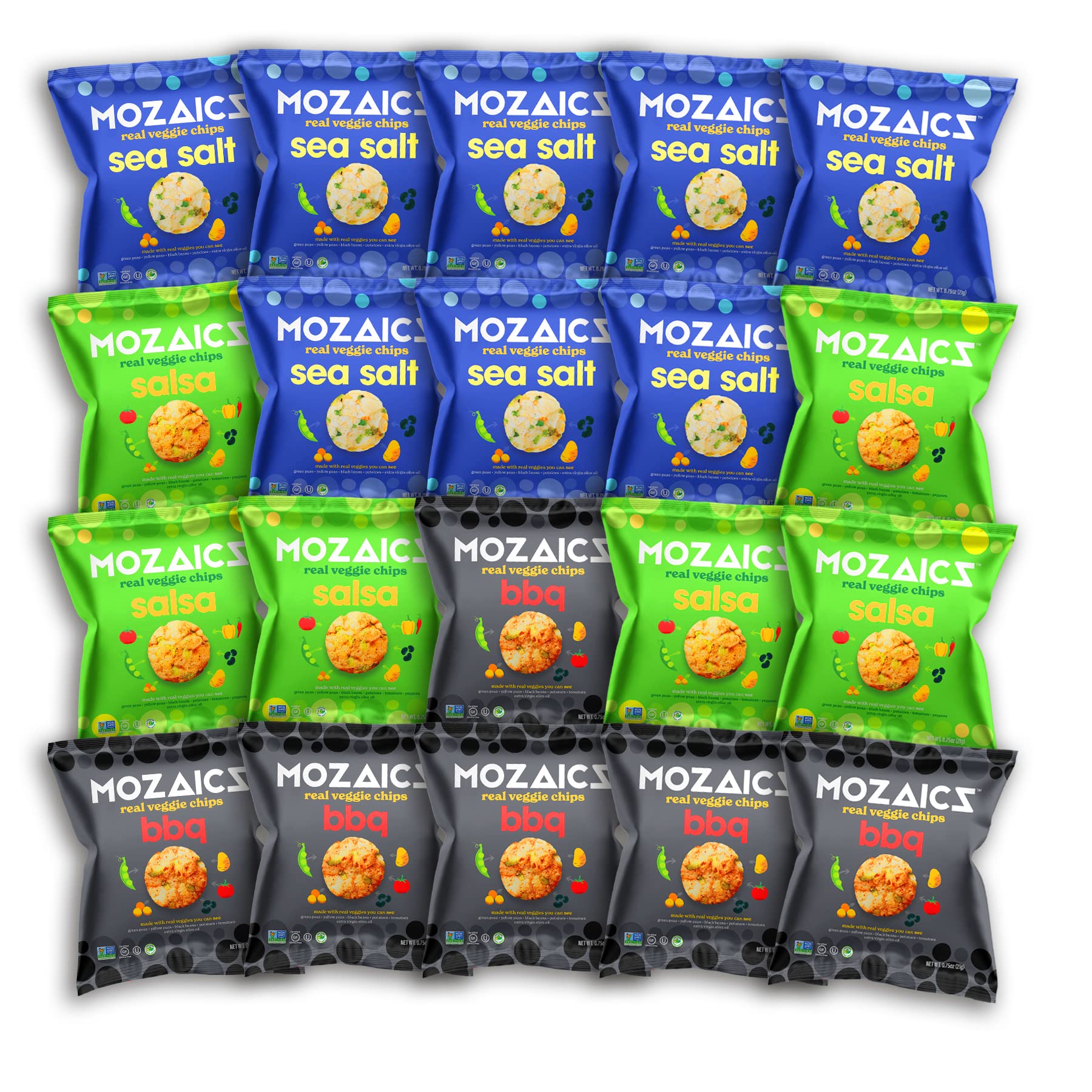 Mozaics Variety Snack Bags - Popped Veggie Chips (20-Pack) | Healthy ...