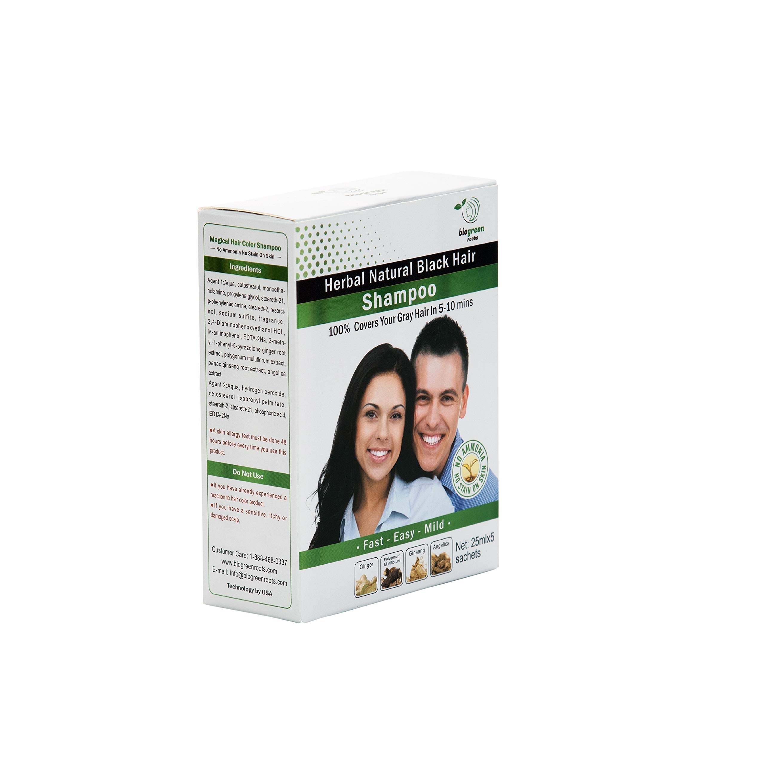 Biogreen Roots Shampoo 125ml - Natural Black Hair Color for Men and ...