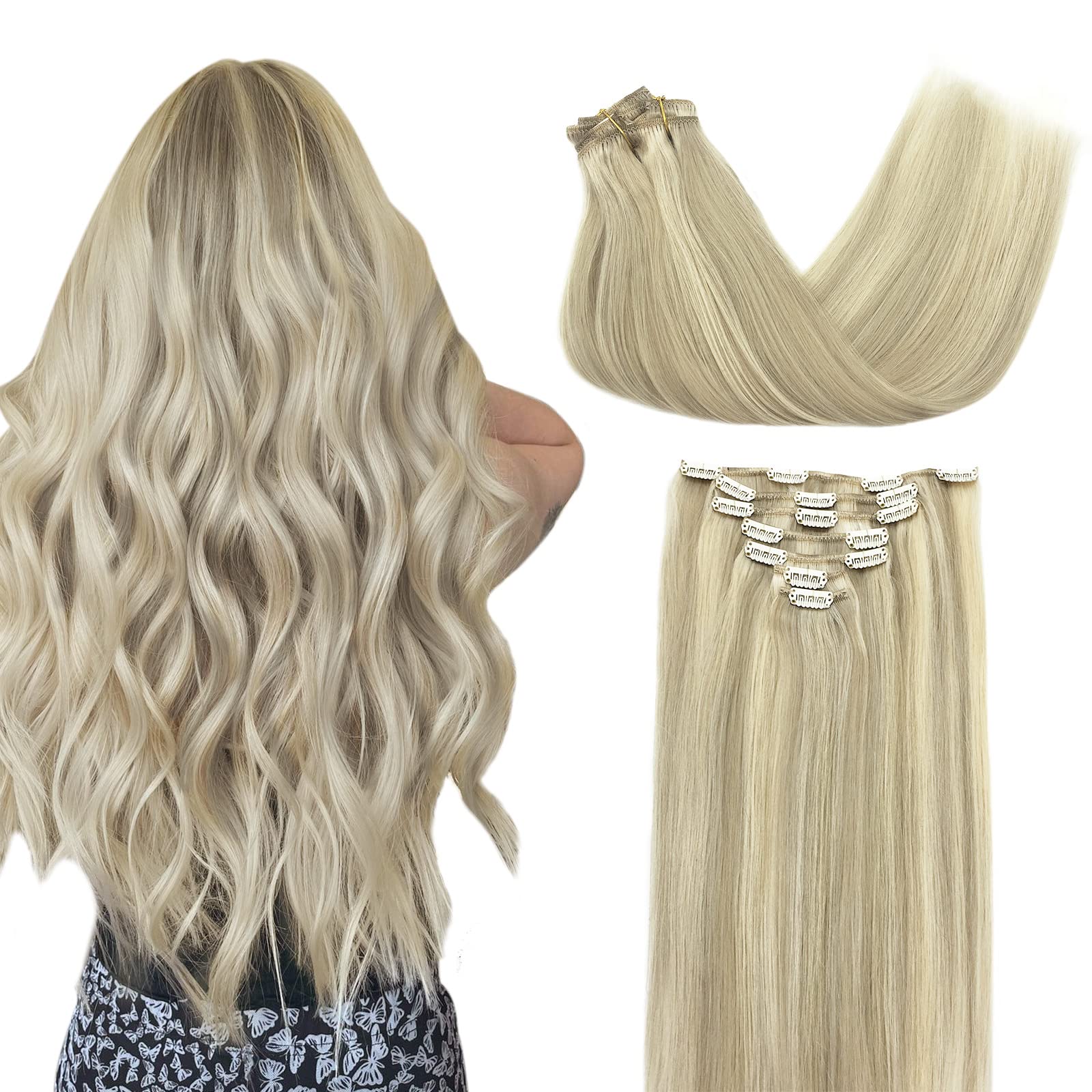 Doores Clip In Extensions - Real Hair 40cm (16 Inch) Ashblond ...