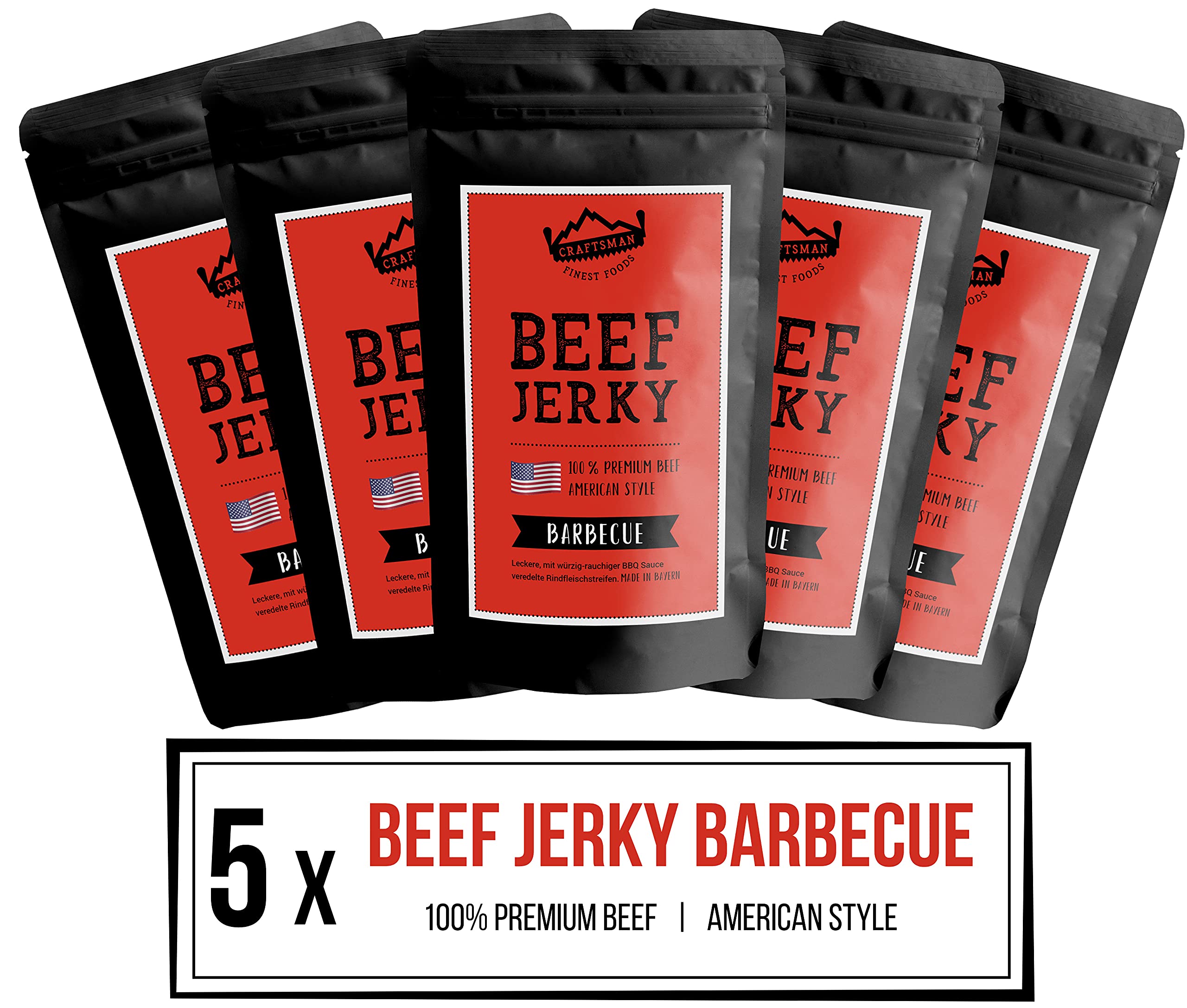 Craftsman Beef Jerky Barbecue 250g - Premium 100% Beef Snack from ...
