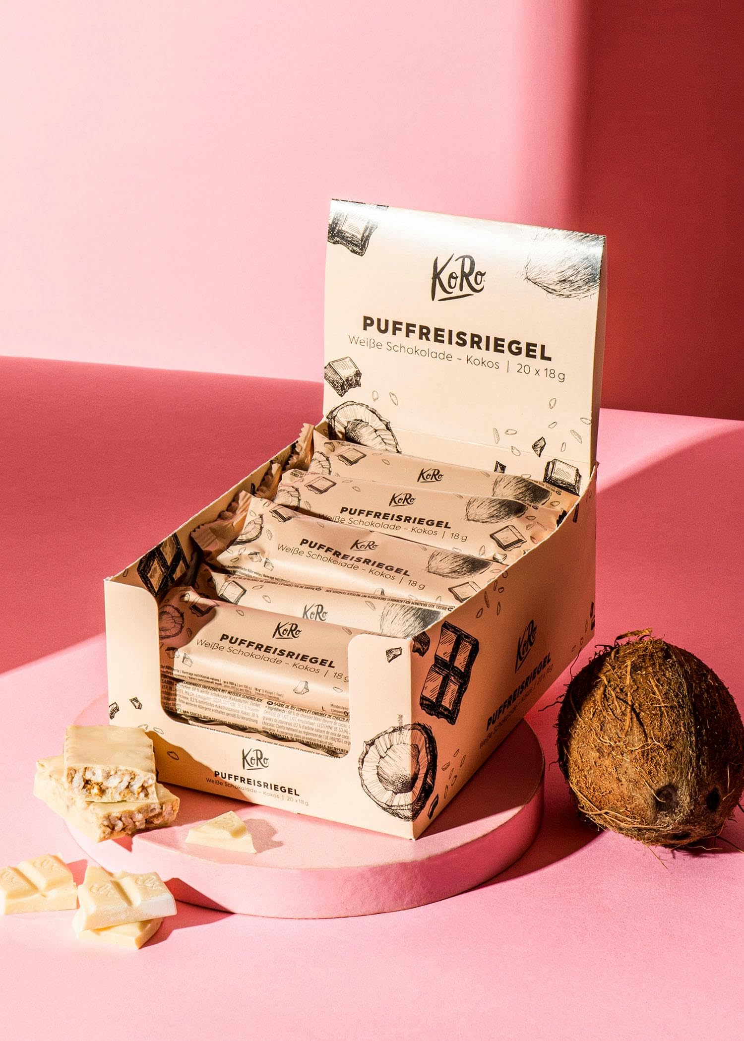 Koro Buff-Free Bar - White Chocolate Coconut Snack (20x18g) | Palm Oil ...