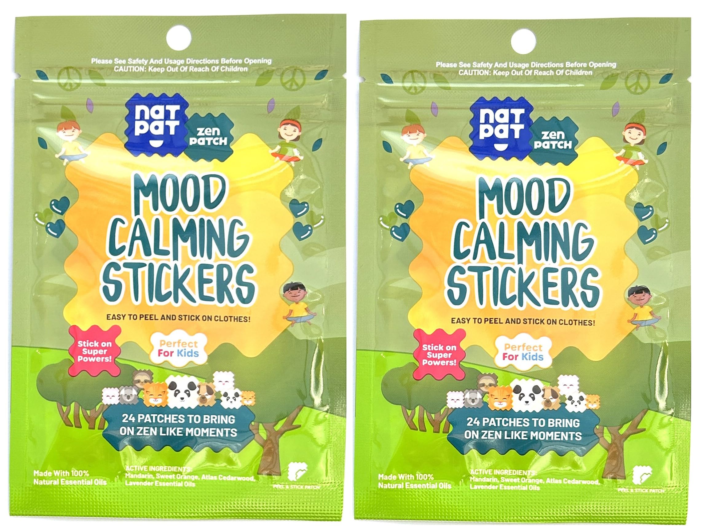 Twin Pack of NATPAT Stickers - 48 x Zen Patch Mood Calming Stickers ...