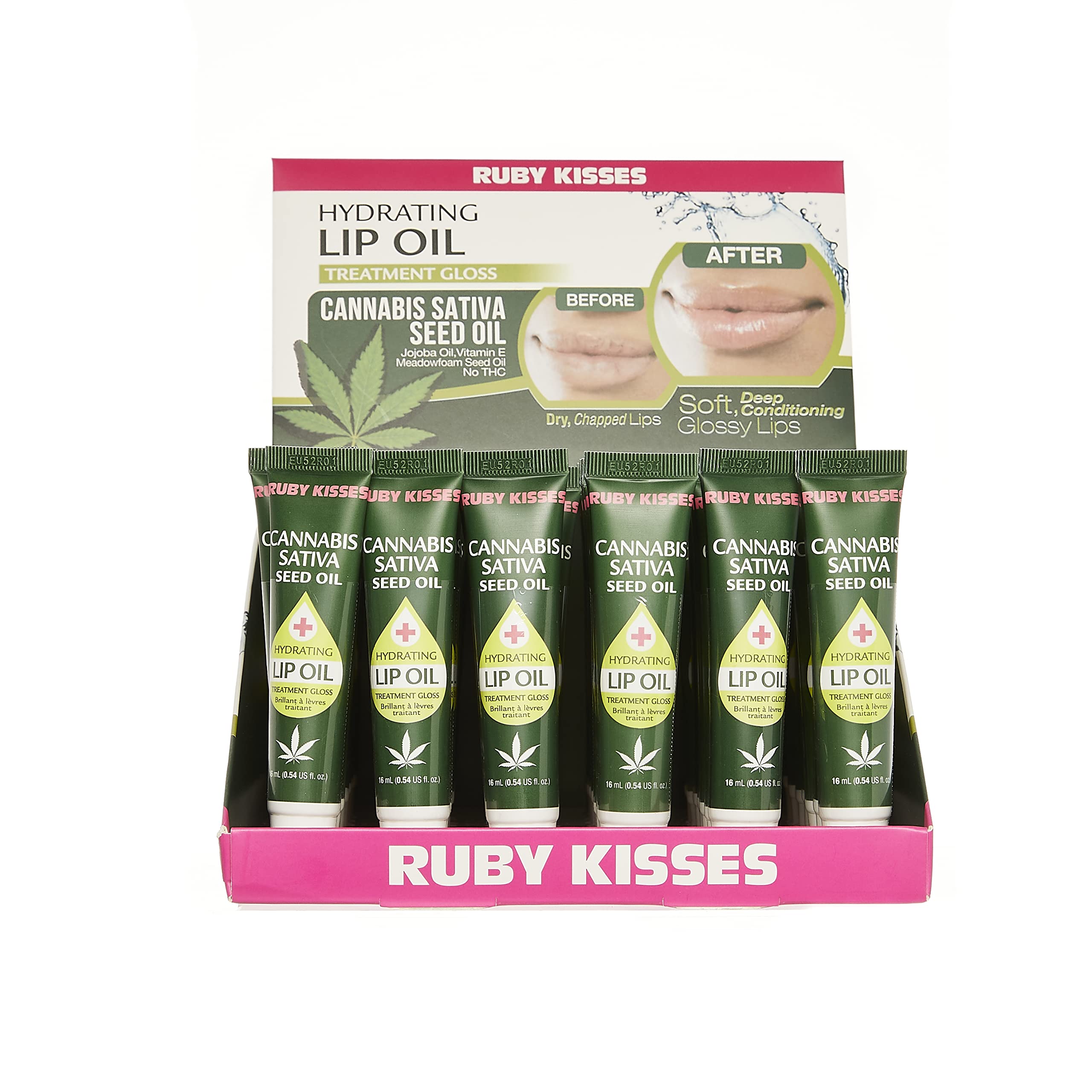 Ruby Kisses Hydrating Lip Oil Cannabis Sativa Hemp Seed RLO04D1 (48 PACK)