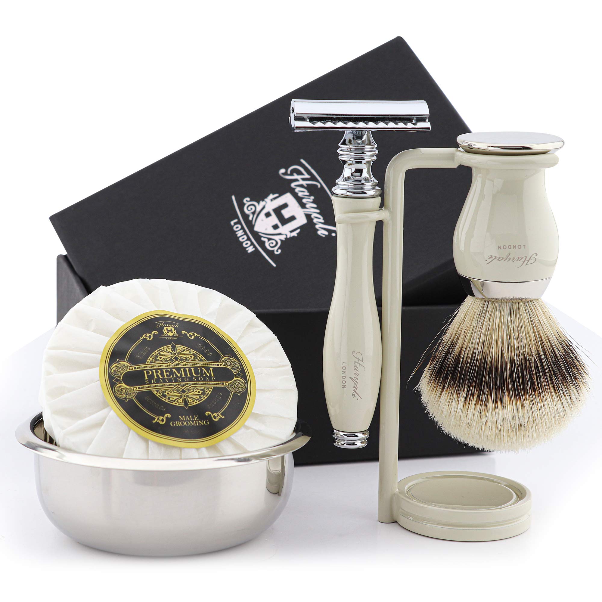 Premium Shaving Set for Men - Silver Lace Brush Double Edge Razor ...