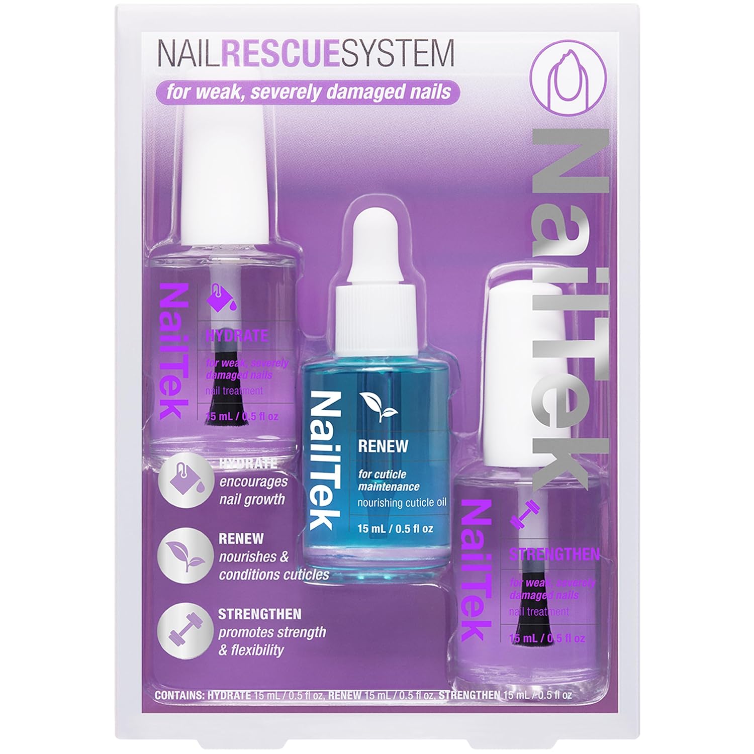 Nail Tek Nail Growth and Strengthener with Cuticle Oil Rescue Kit ...