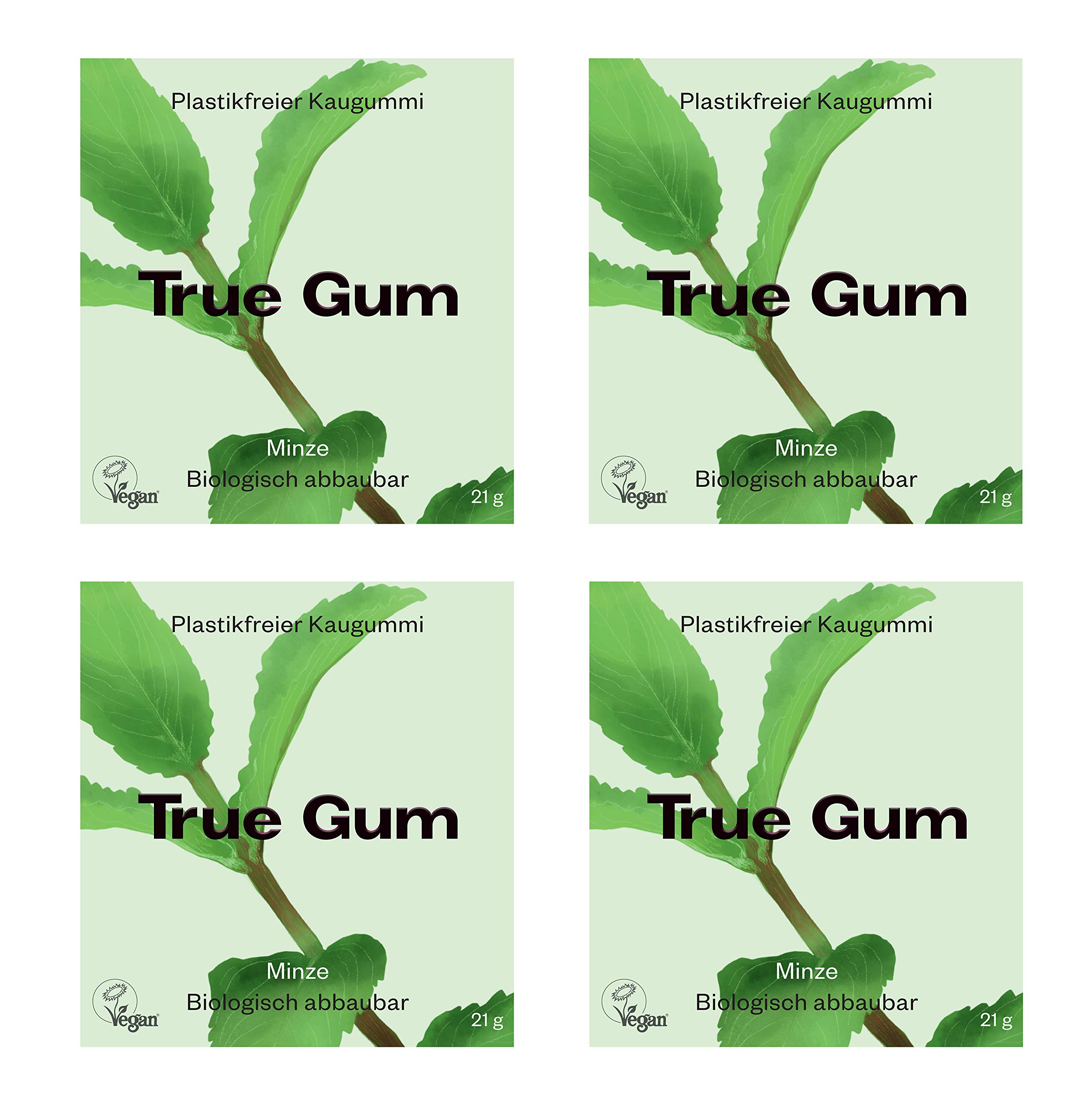 True Gum Set of 4 - Plastic-Free Biodegradable Vegan Chewing Gum - 84g ...