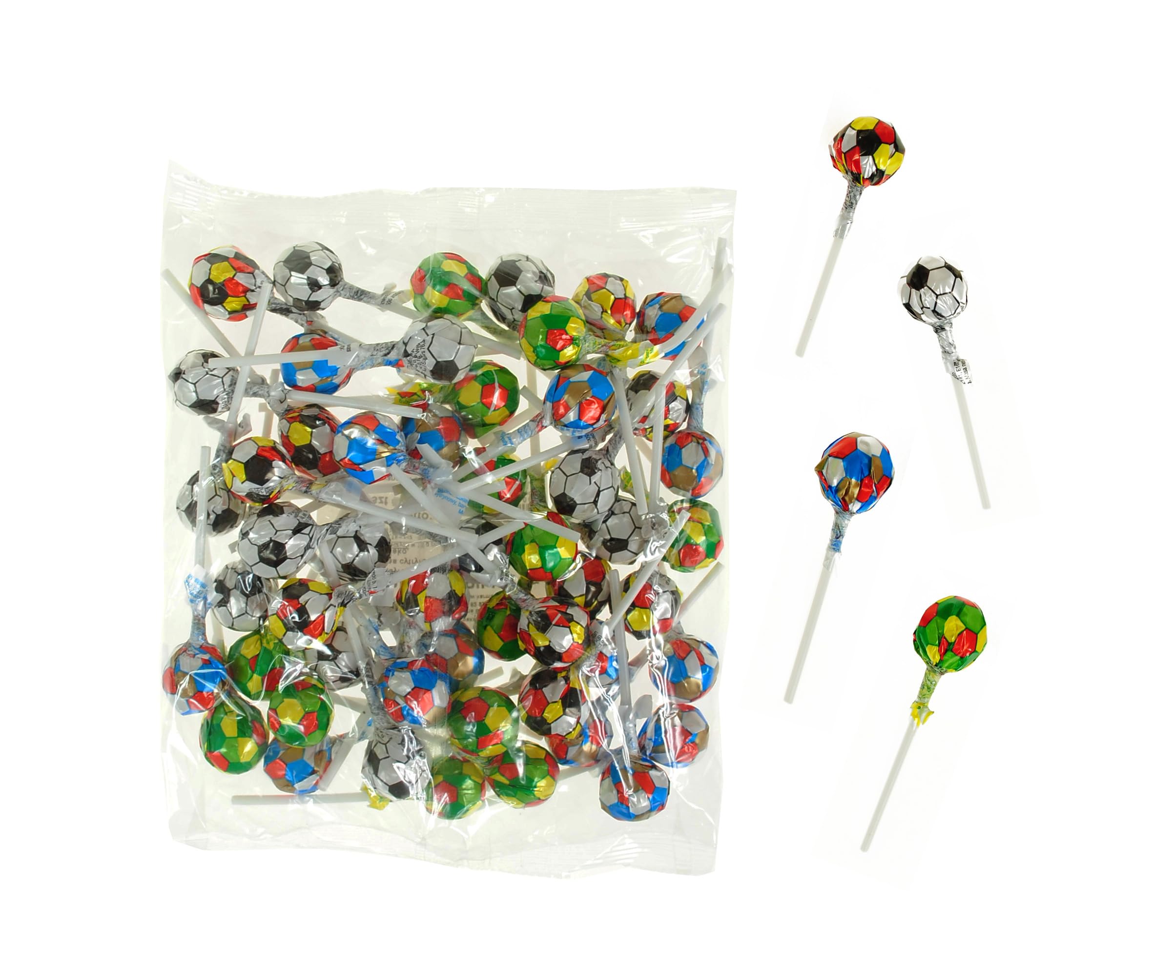 Buy Fruit Football Lollipop Balls - 50 Individually Wrapped Lollies ...