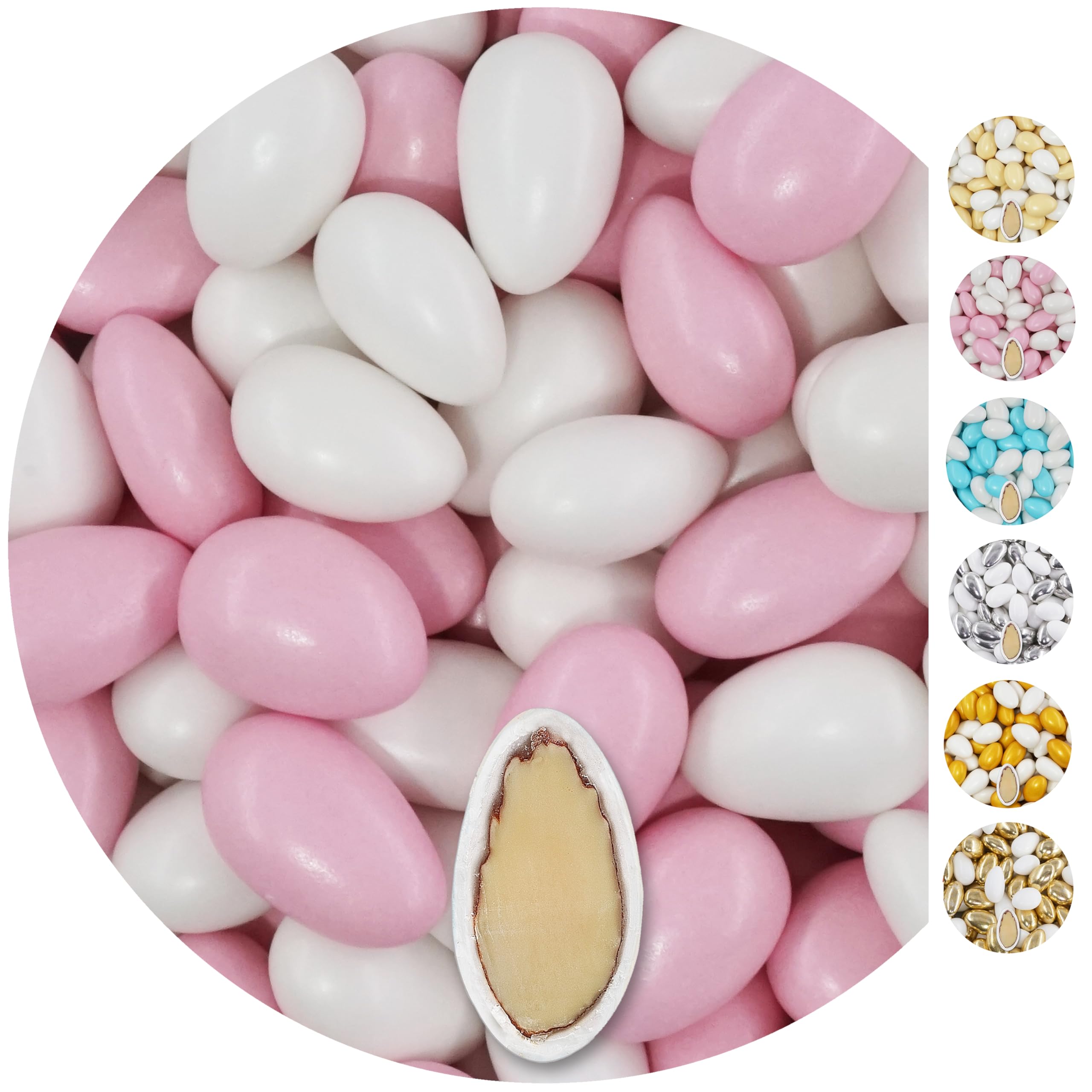 One-on 1kg White-Rosa Pearl Almonds - Wedding Sugar Almonds & Confetti ...