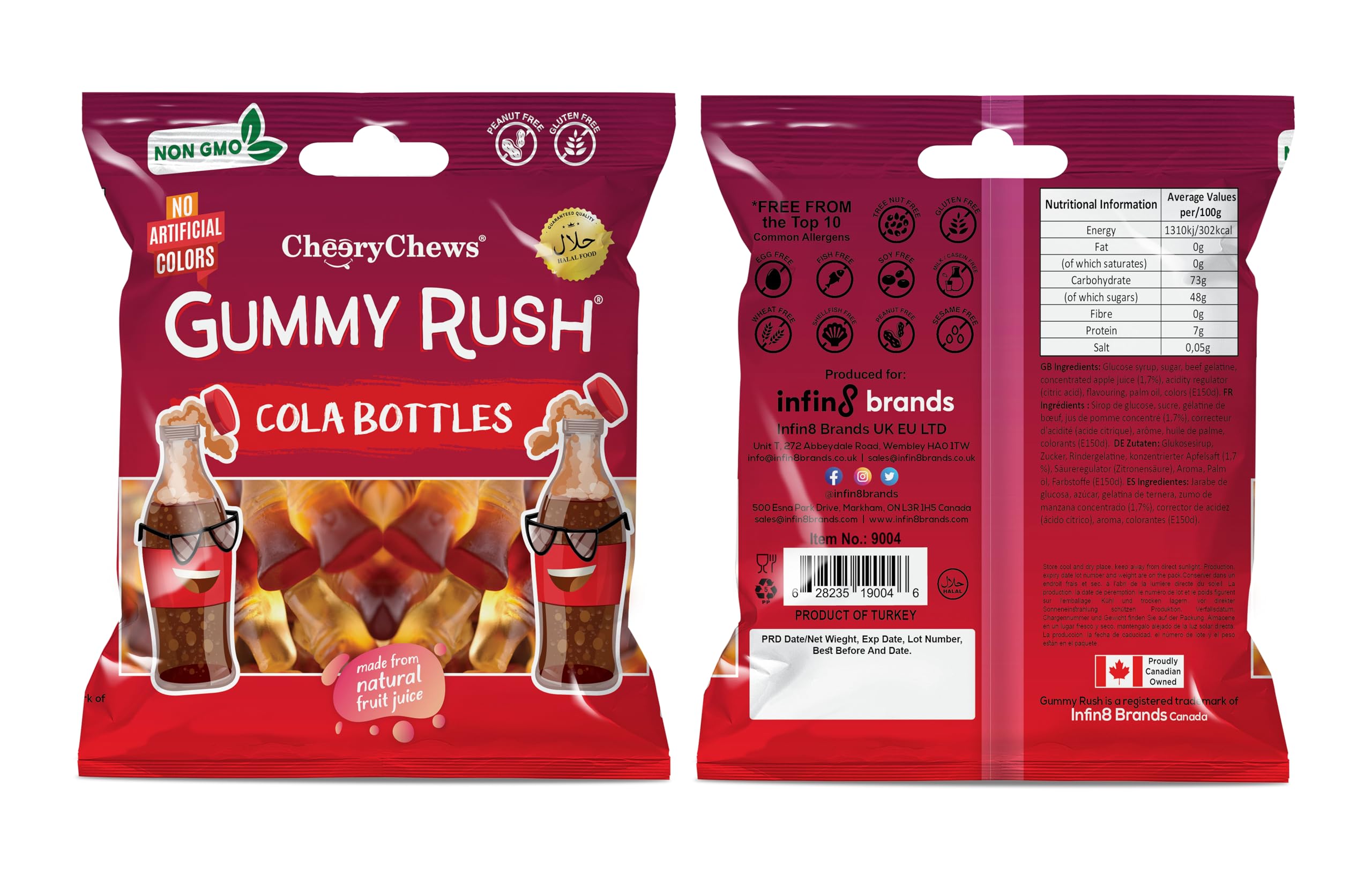 Gummy rush Gluten free Halal gummy jelly cola bottles pack of 2 (90g x2 ...