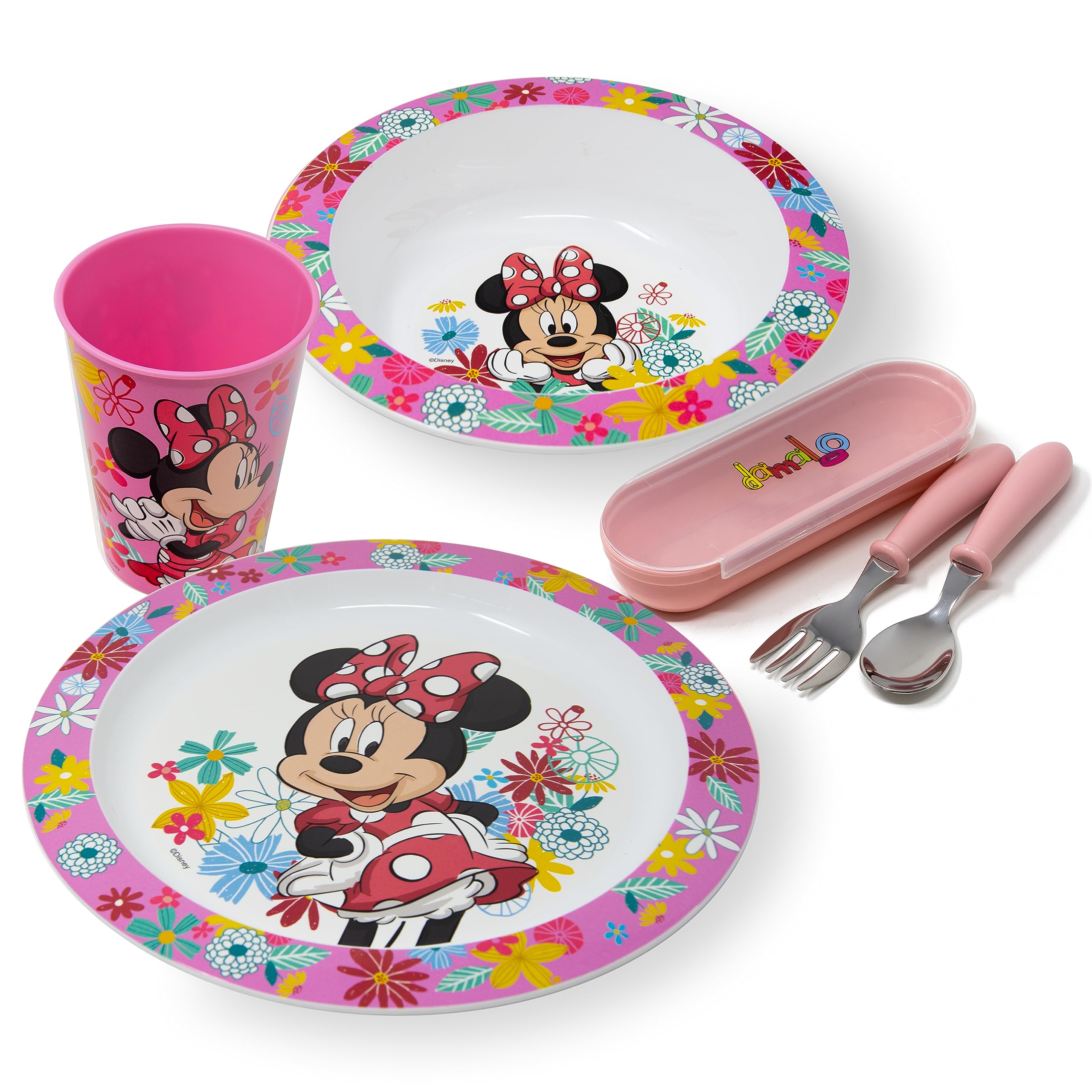 Buy Thenoo Minnie Mouse Kinder Dishes Set - Pink Bowl Cup & Cutlery for ...
