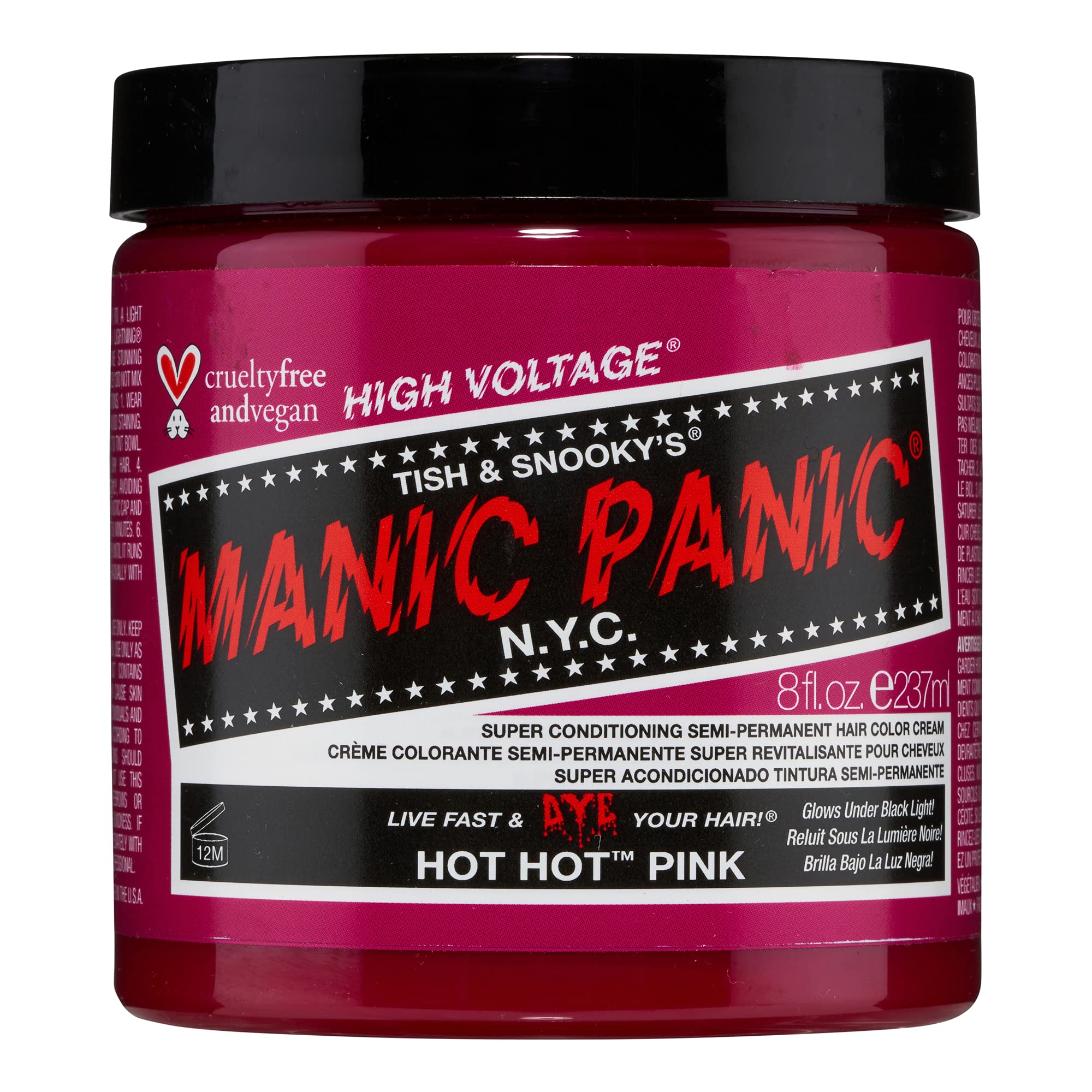 Manic Panic Hot Hot Pink Hair Dye - 8oz Semi-Permanent Color for Light ...