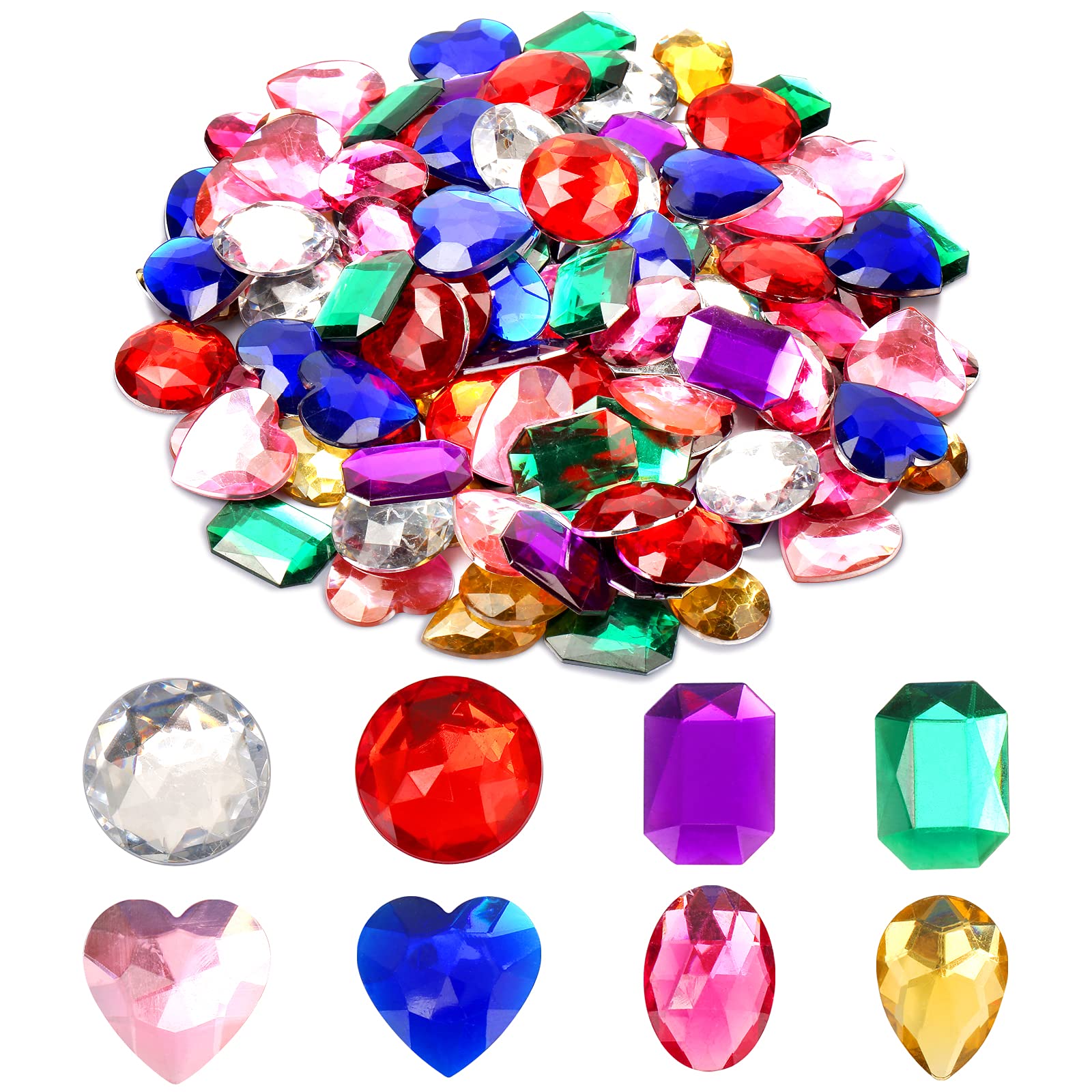 Colorful Heart Shaped Acrylic Rhinestones for Crafts - 120 Pack | Buy ...