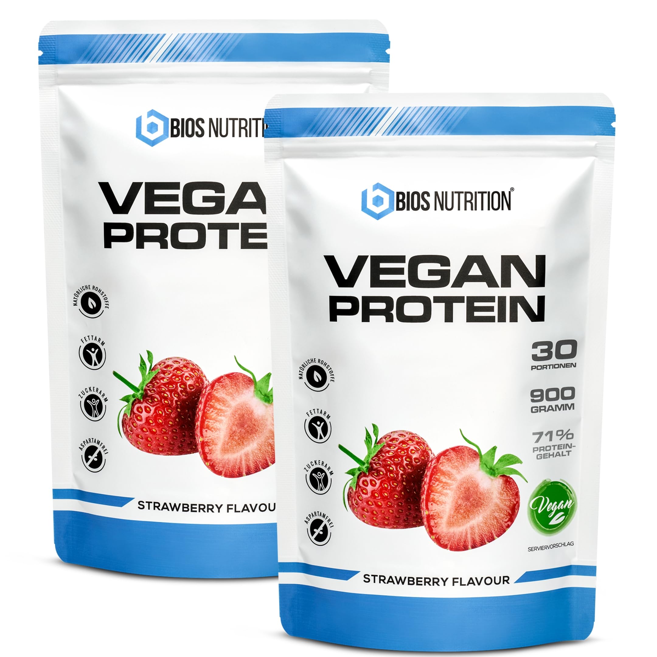 Buy Vegan Protein Strawberry 2x900g - 4K Delicious Plant-Based Protein ...