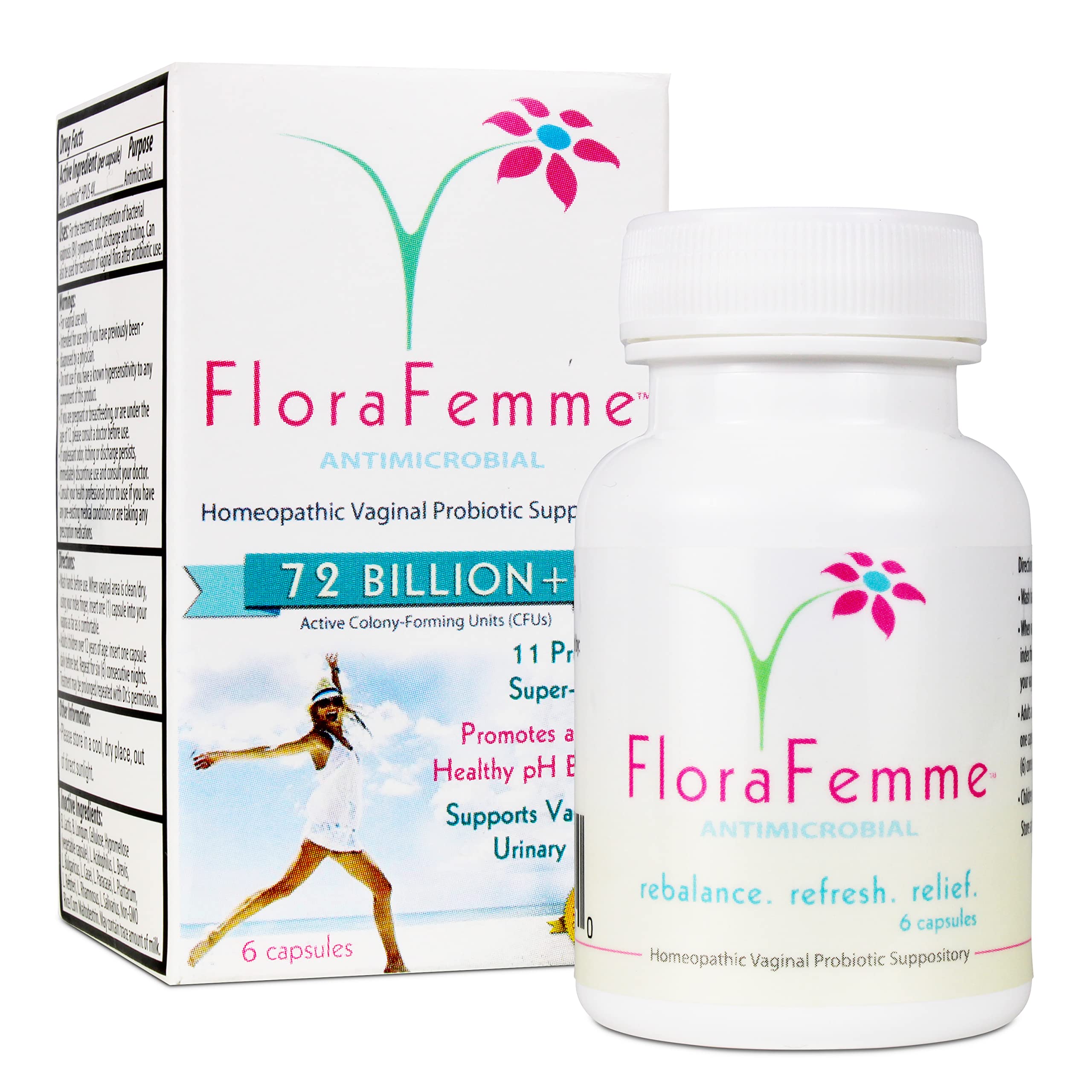 FloraFemme Vaginal Probiotics Suppository - pH Balance Support for Feminine Freshness & Healthy ...