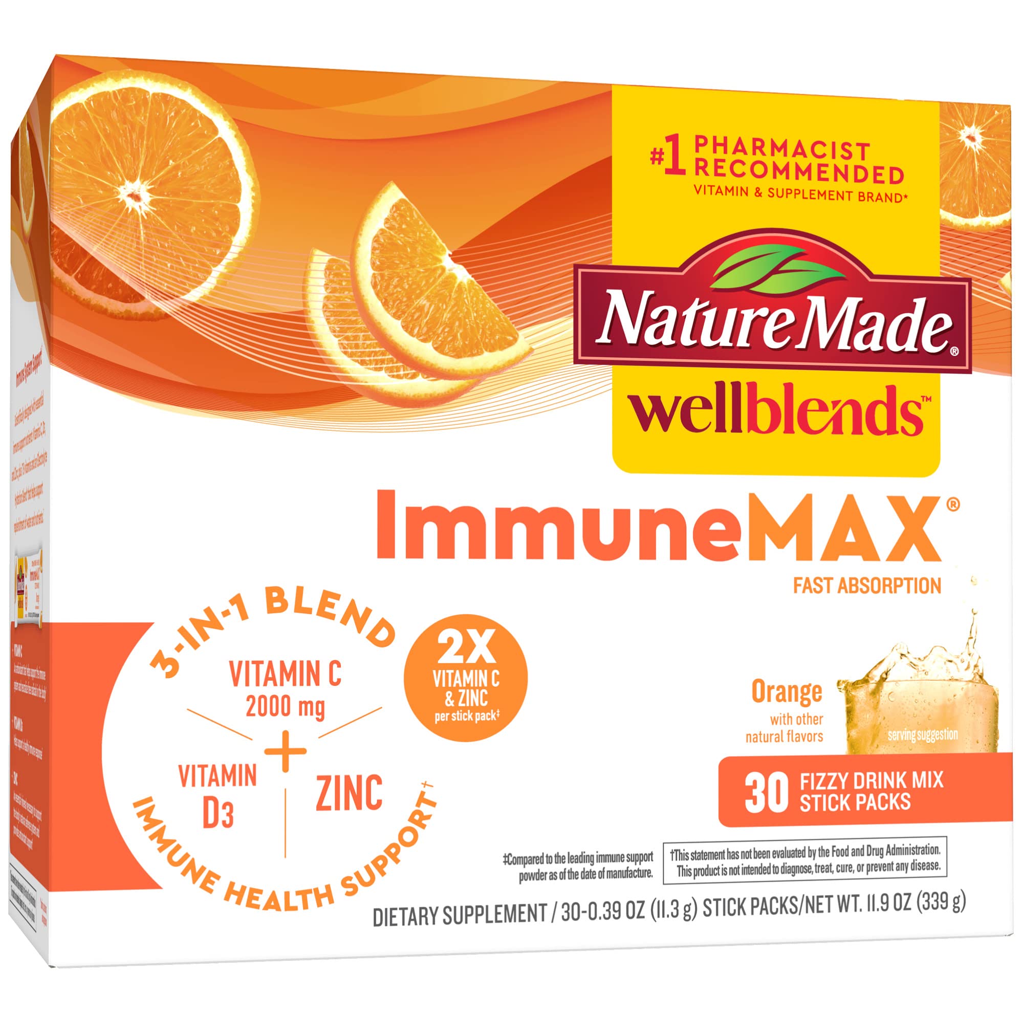 Nature Made Wellblends ImmuneMAX Fizzy Drink Mix - Vitamin C 2000mg ...
