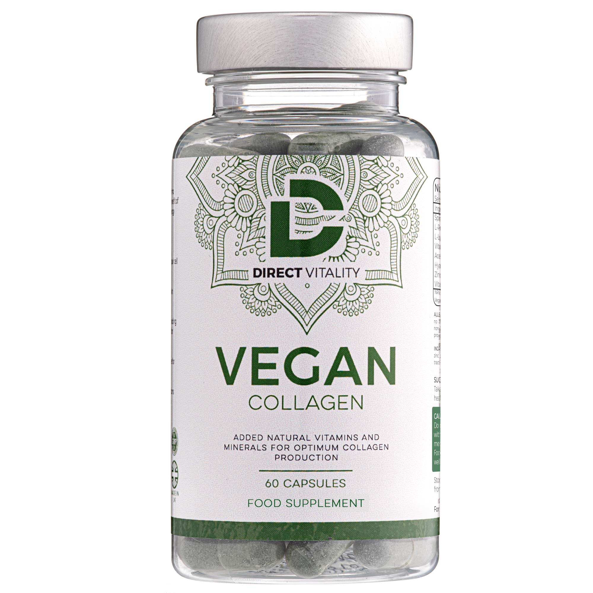 Vegan Collagen Supplement 1400mg Spirulina L Lysine L Proline Acerola Cherries