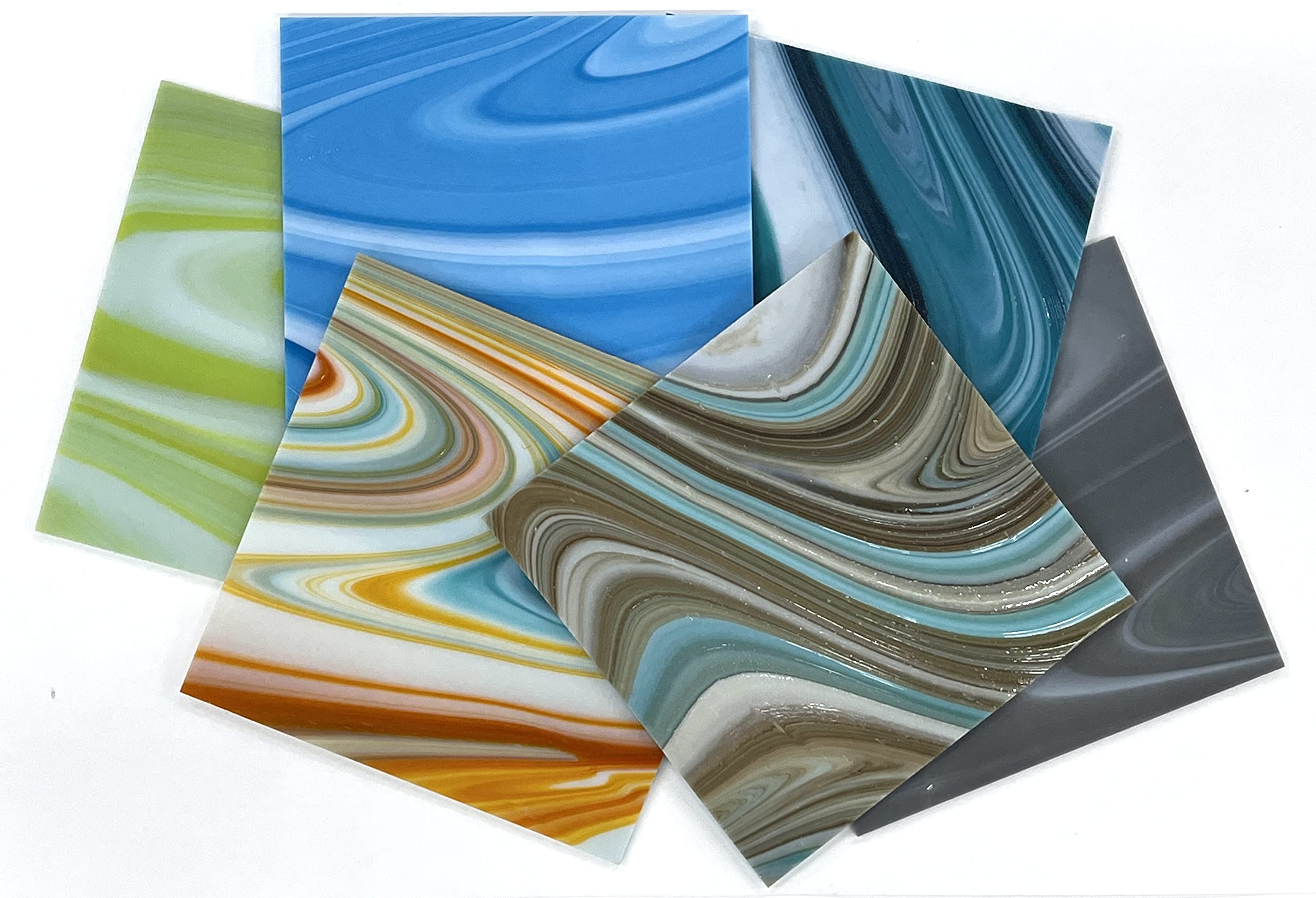 COE96 Oceanside 6 inch X 6 inch Assorted Fusers Reserve Glass 6Pack