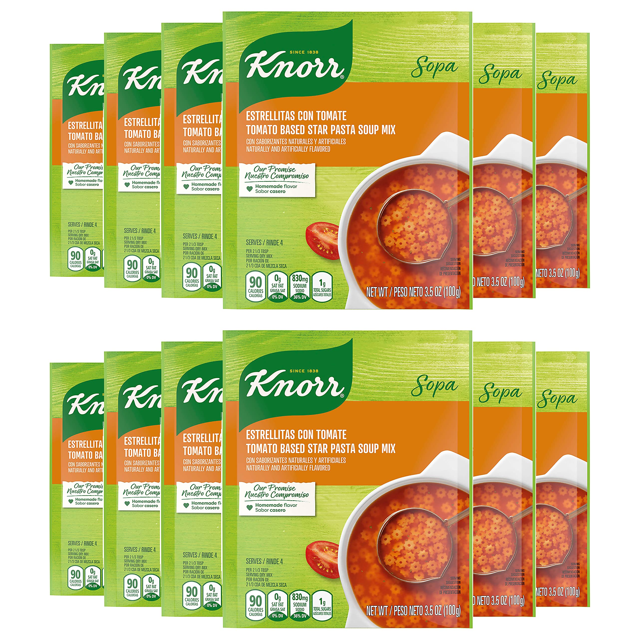 Knorr Sopa Pasta Soup Mix Star Pasta Tomato 35 Oz Pack Of 12 35 Ounce