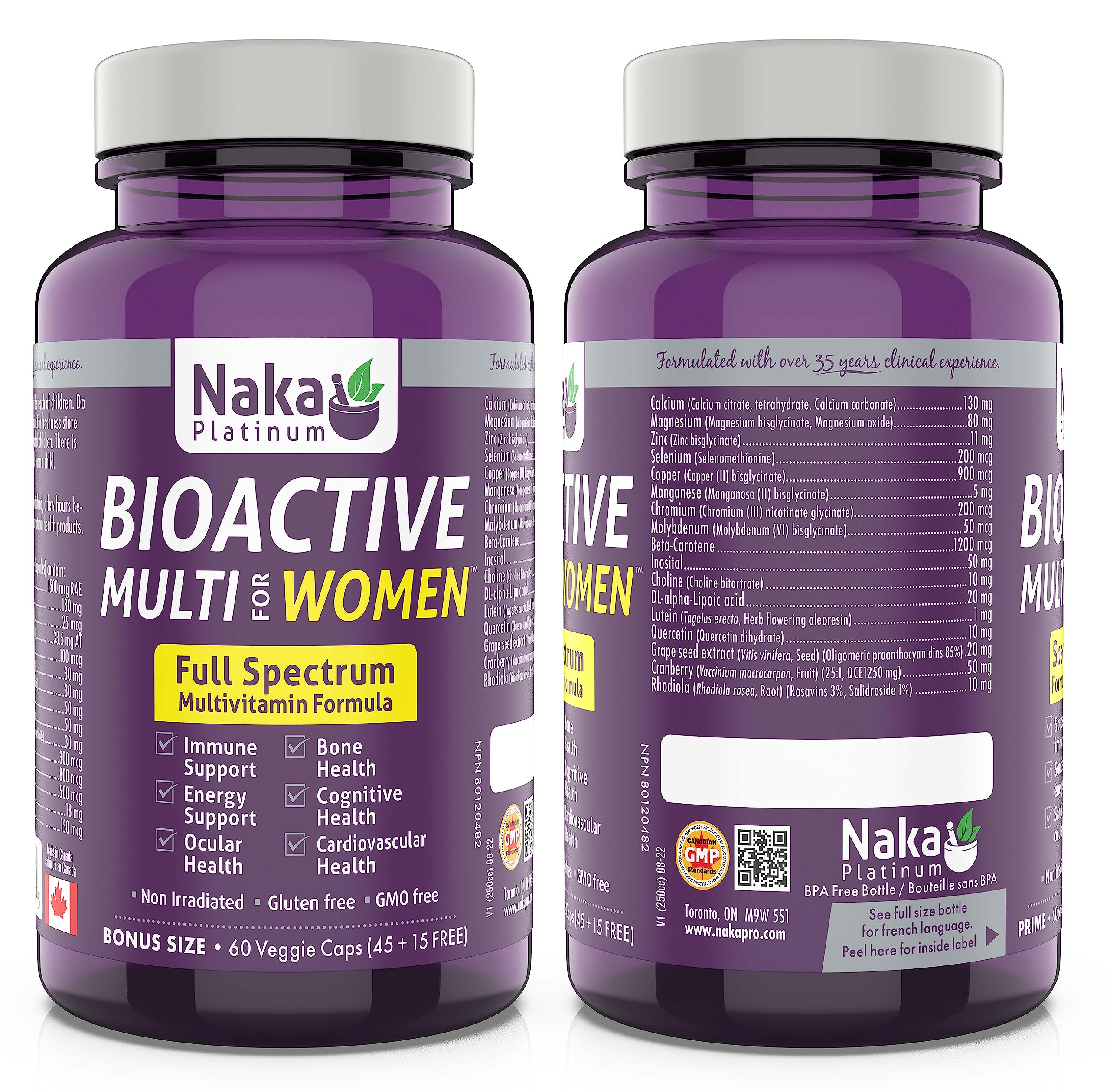 60 vcaps Bioactive MULTI for Women Full Spectrum Multivitamin Formula ...