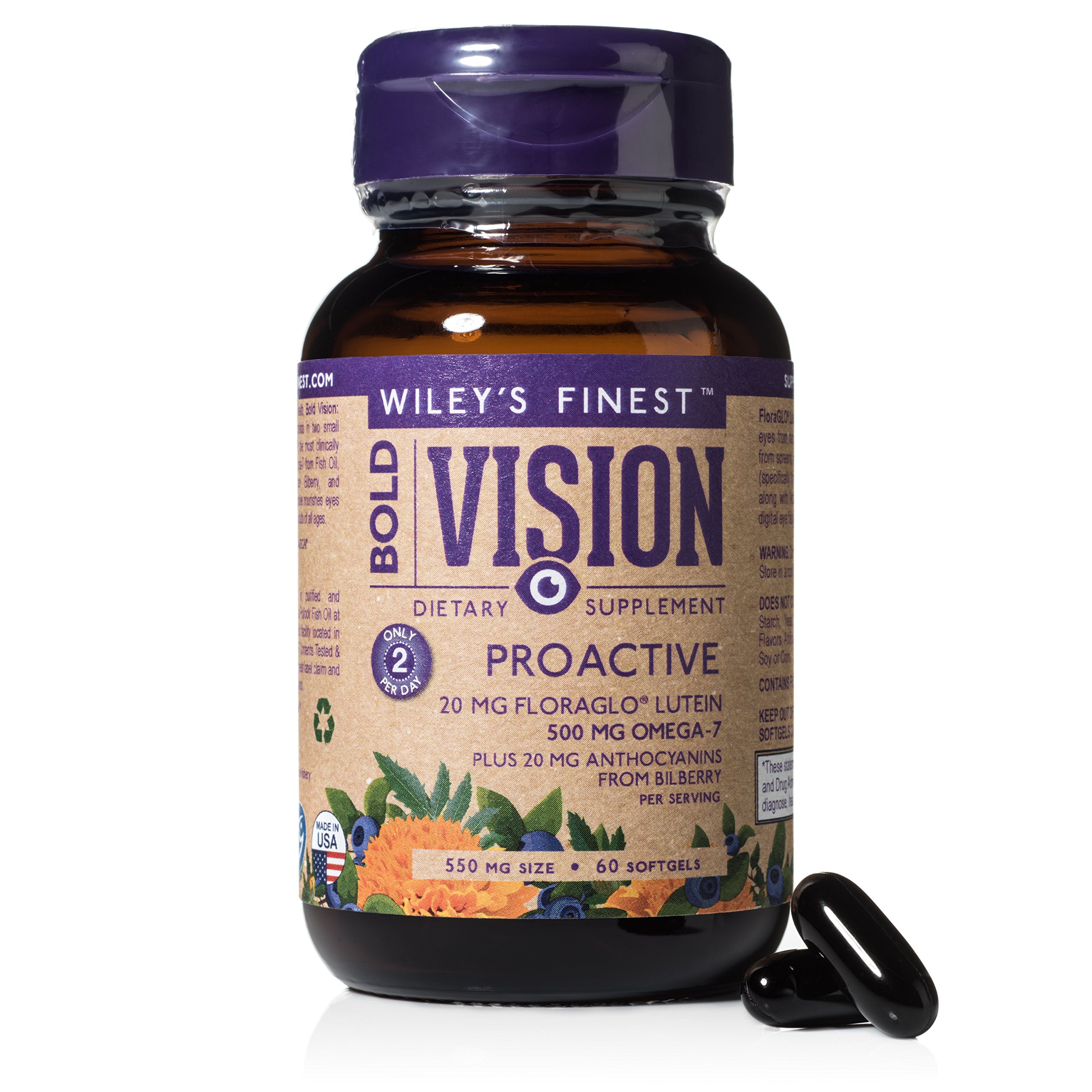 Wiley's Finest Bold Vision Proactive - 60 Softgels for Eye Health Support