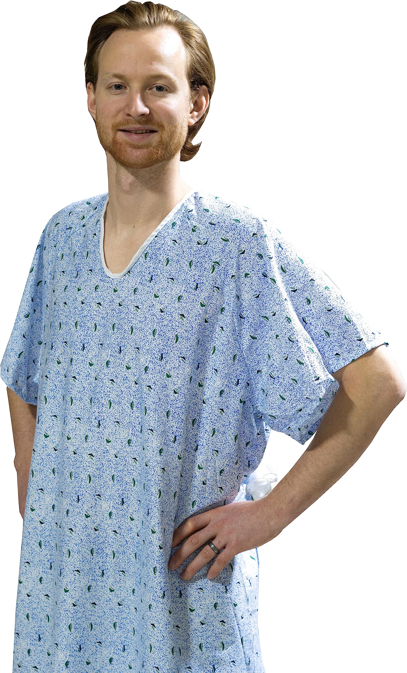 4 Pack - Tie Back Hospital Gown Robe for Men Fits Sizes Small - X Large