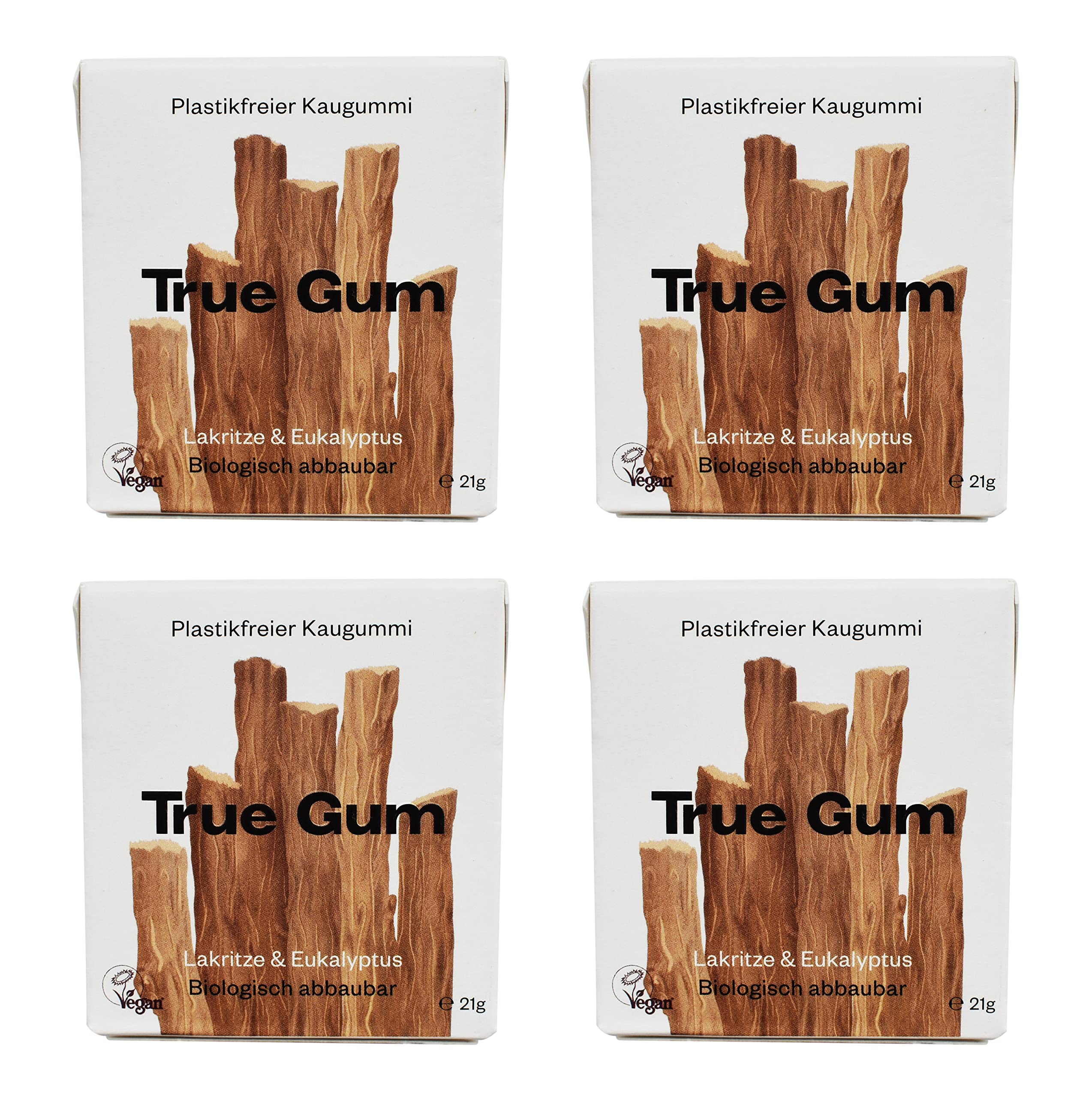 True Gum Set of 4: Eco-Friendly Liquorice & Eucalyptus Chewing Gum ...
