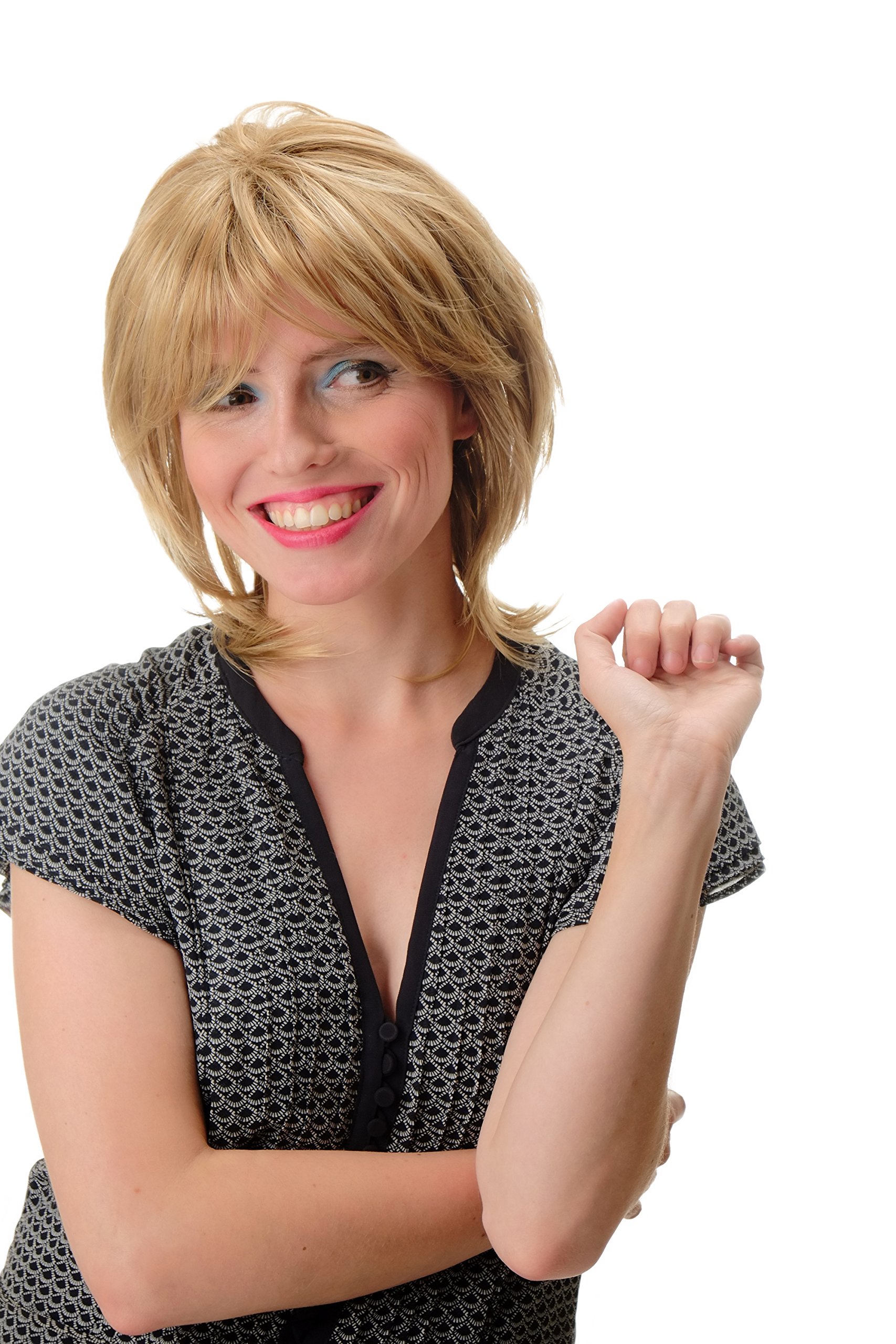 WIG ME UP AL-844-15T24B Women's Short Blonde Mixed Streaked Backcombed ...