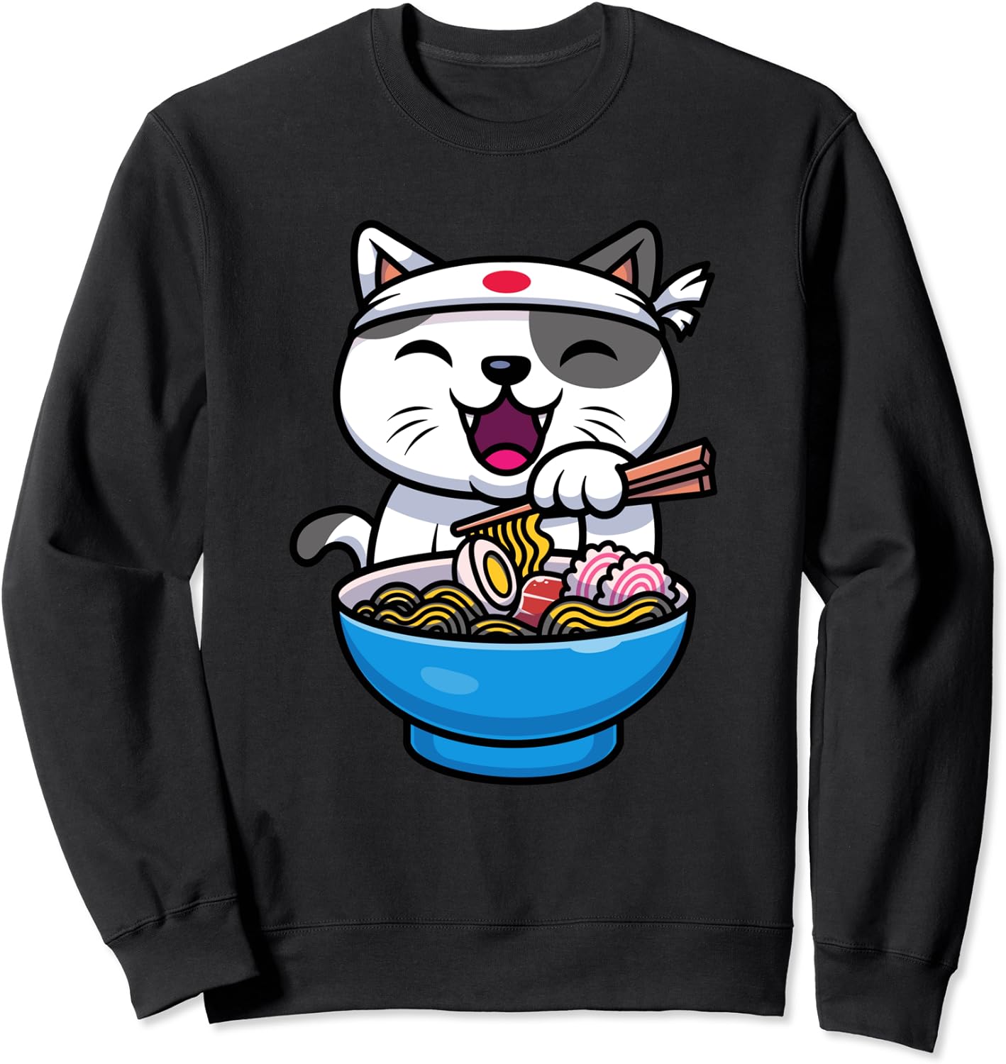 Kawaii Anime Cat Eating Ramen Noodles Japanese Sweatshirt | Buy Now ...
