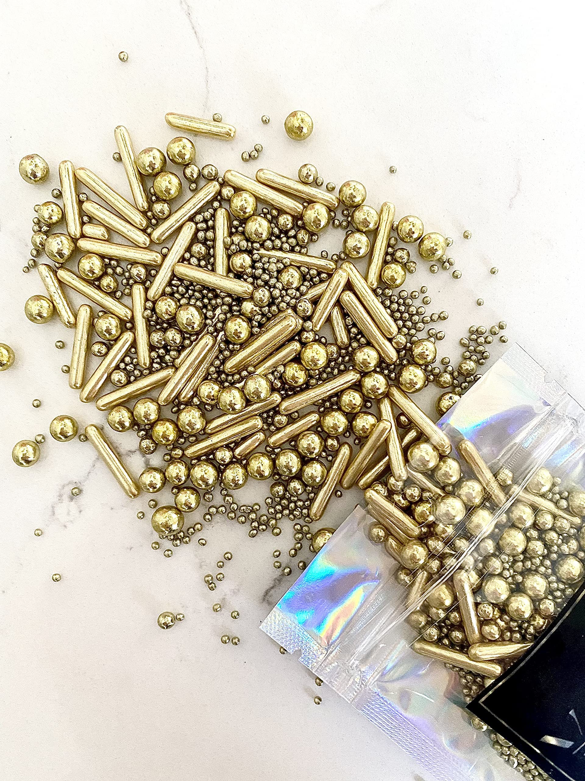 Edible Gold Cake Sprinkles Luxury Mix 45g Cupcake Cake Decoration Gold ...