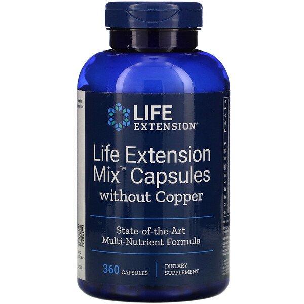 Life Extension Mix Capsules without Copper - 360 Count for Optimal ...