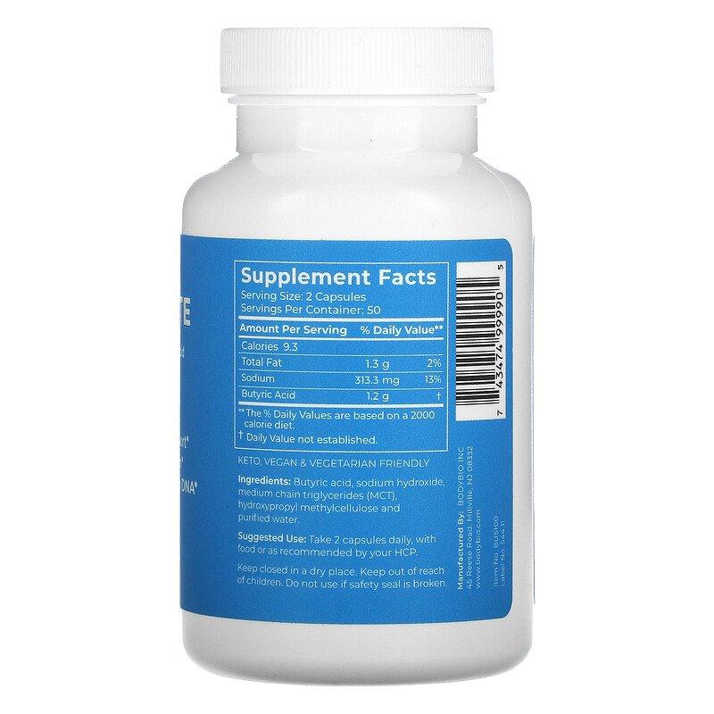 BodyBio Sodium Butyrate 100 Non-GMO Capsules | Gut Health & Digestive ...