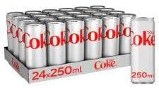 Diet Coke No Sugar Great Taste Tall Slim Cans 250ml (24 Cans (1 Case ...