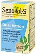 Senokot-S Dual Action 30 Tablets Natural Vegetable Laxative Ingredient ...