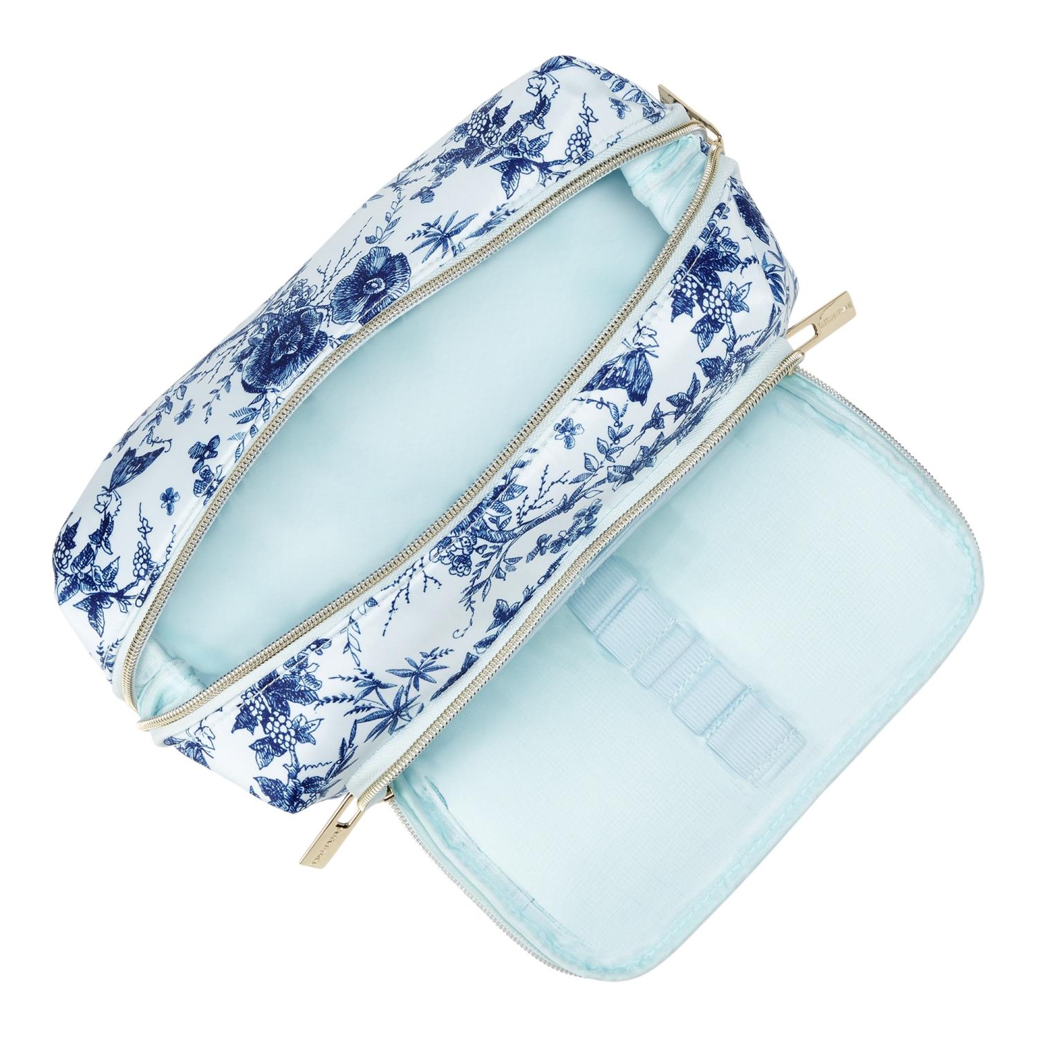 Tartan + Twine Blue Butterfly Floral Double-Zip Toiletry Bag ...