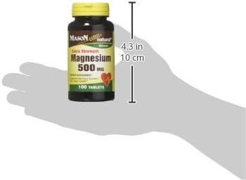 Mason Natural Magnesium 500mg Extra Strength Tablets - Supports Healthy ...