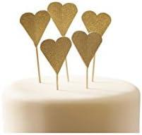 Ginger Ray Gold Sparkle Glitter Wedding/Party Heart Cupcake Topper ...