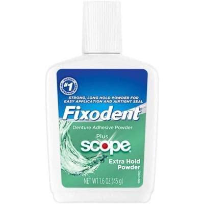 Fixodent Extra Hold Powder Plus Scope Denture Adhesive Strong 1.6oz ...