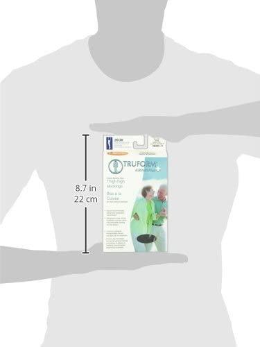Truform 20-30 mmHg Compression Thigh High Stockings - Black, Open Toe ...