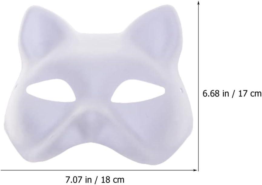 Lurrose Cat Mask Set - 4 Unpainted DIY White Fuchs Animal Masks for ...