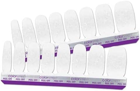 Over the Moon Glitter Dipped Nail Strips - Satin White Glitter on Clear ...