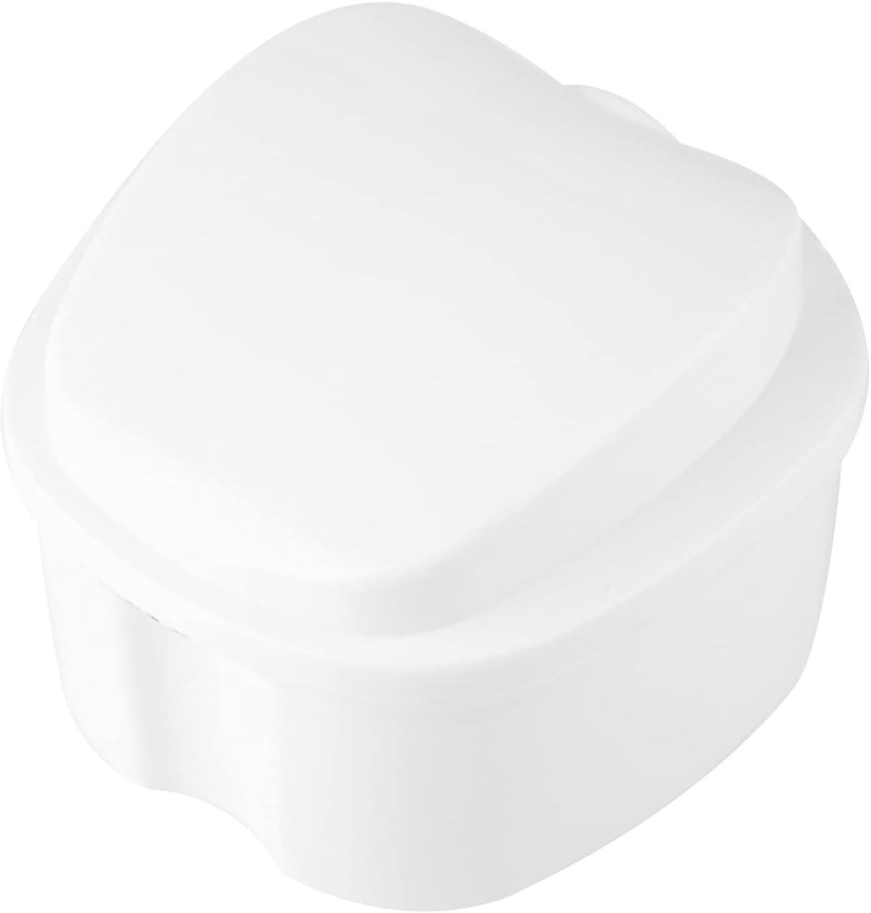 False Teeth Container | Denture Storage Box with Filter Sieve | White ...