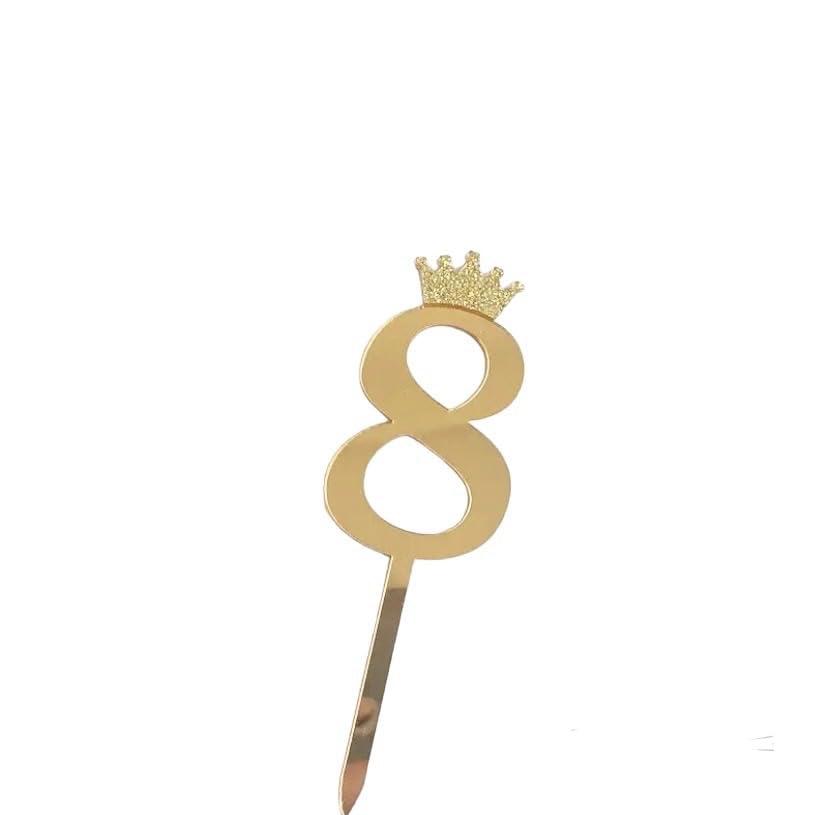 Gold Acrylic Number 8 Eight Birthday Cake Topper - Celebrate with ...