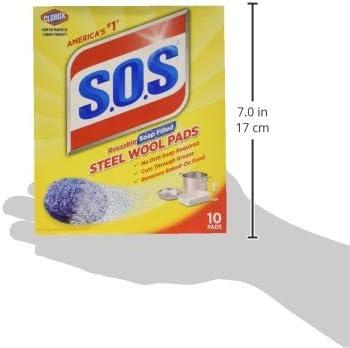 SOS Wool Steel Soap Pads 10 ct - Pack of 6 | Heavy Duty Cleaning Pads ...