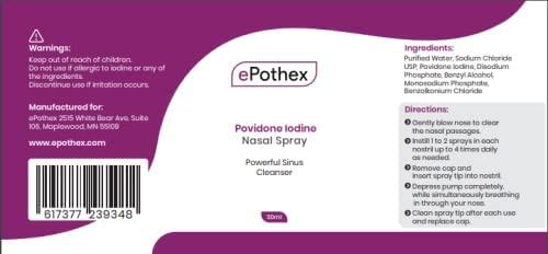 Epotex Povidone Iodine Nasal Spray 0.6% - Sinus Protection & Cleanser ...