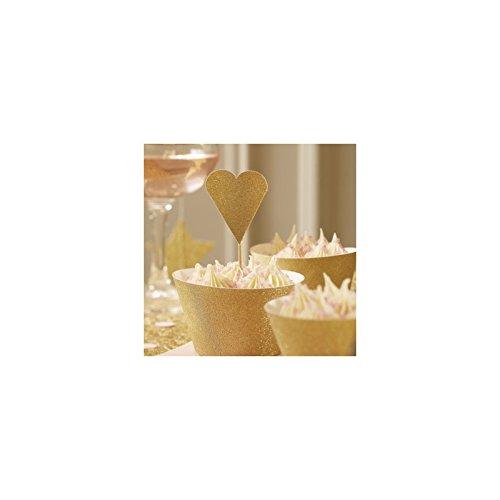 Ginger Ray Gold Sparkle Glitter Wedding/Party Heart Cupcake Topper ...