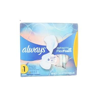 Always Infinity Flex Foam Size 1 Pads - Regular Flow, Unscented, 18 ...