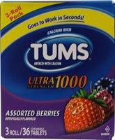 Tums Ultra Strength 1000 Antacid Chewable Tablets - 36 Assorted Berries ...