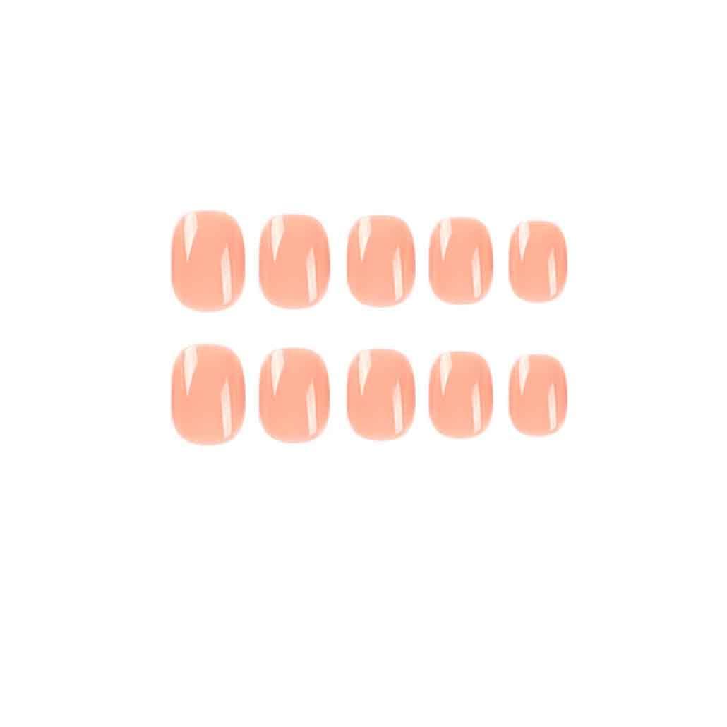 Foccna Super Short Fake Nails Pink Press On Acrylic Full Cover Oval False Nails For Daily Wear