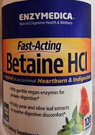 Enzymedica Betaine HCL - 120 Capsules for Digestive Support